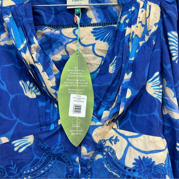FARM Rio | Tops | Nwt Farm Rio Tropical Groove Blue Blouse | Poshmark
